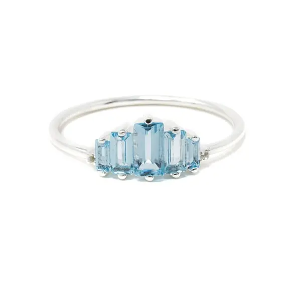 NASI SILVER Aaliyah Baguette Ring - Blue