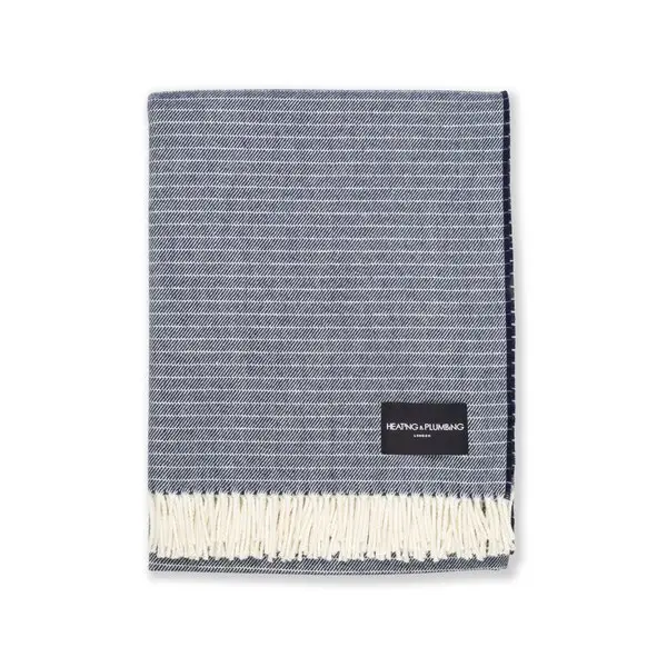 HEATING & PLUMBING LONDON Daydreams Merino Lambswool Throw Navy - Blue