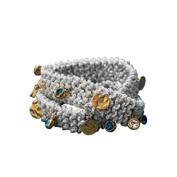 HILO DE MAR Hand-knitted Double Bracelet - Silver