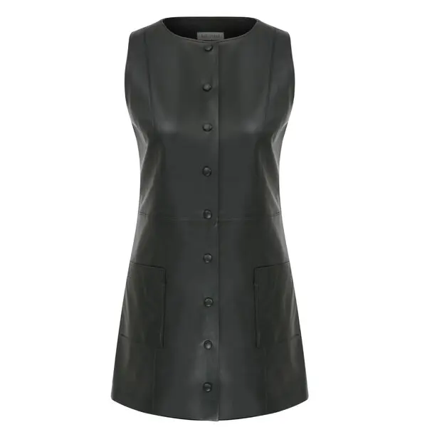 NAZLI CEREN Odette Vegan Leather Mini Dress - Black
