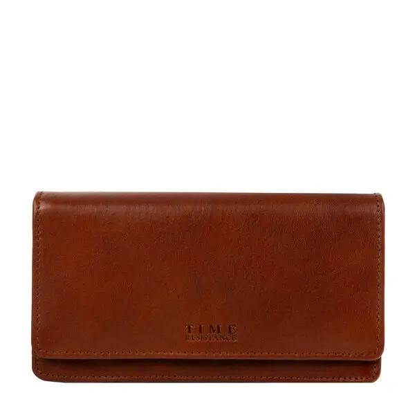 TIME RESISTANCE Women’s Leather Continental Wallet Charade - Brown