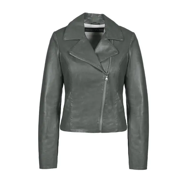 FREAKY NATION Fitted Leather Biker Jacket