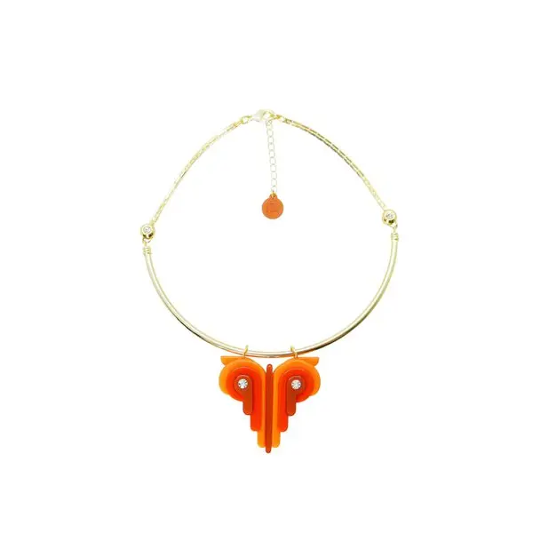 GISSA BICALHO Butterfly Acrylic Choker Necklace - Orange