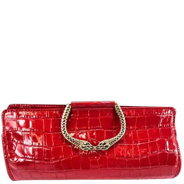 MADISON MAISON Leather Moc Croc Clutch - Red