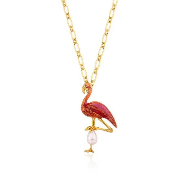 MILOU JEWELRY Flamingo Pendant Necklace - Pink