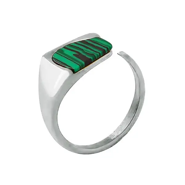 SHADED THE LABEL Priscilla Malachite Crystal Sterling Ring - Silver