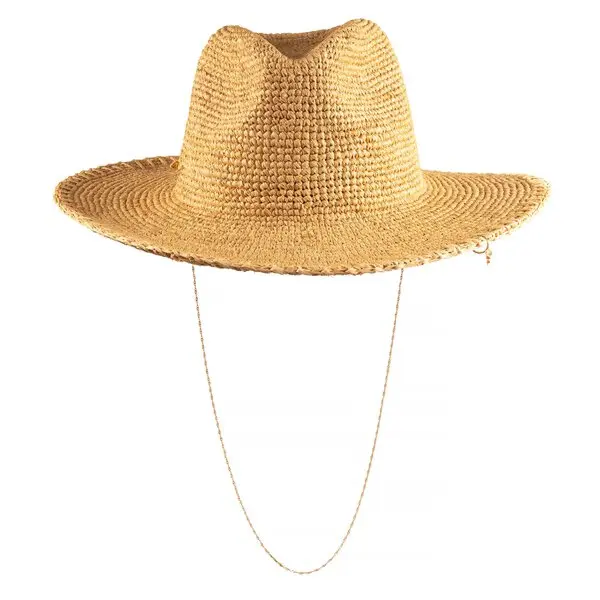 SHADED THE LABEL Colona Natural Straw Fedora Hat With Sterling Silver Jewellery - Gray