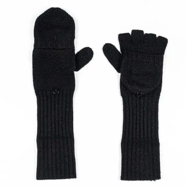 BEL CASHMERE Long Cashmere Mittens - Black
