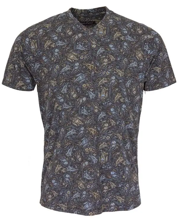 LORDS OF HARLECH Maze Madrid Paisley V-neck Tee - Black