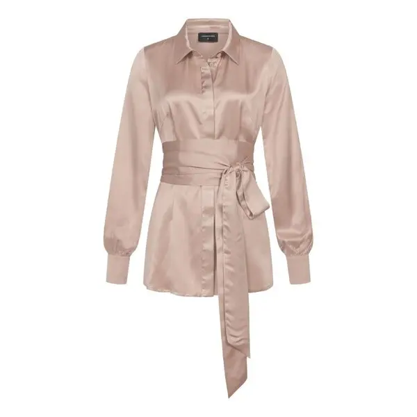 MARIANNA DÉRI Satin Blouse With Tie Belt