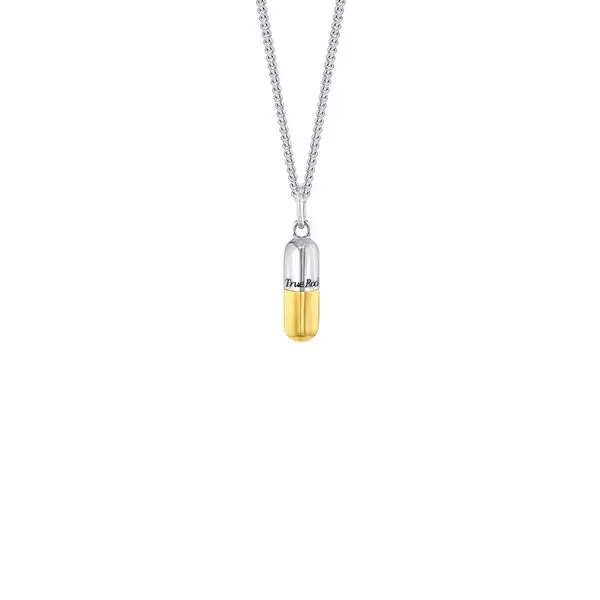 TRUE ROCKS Two Tone Mini Pill Pendant Necklace - Silver