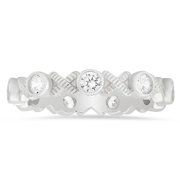 KYLIE HARPER Sterling Diamond-cut Xo Eternity Band Ring - Silver