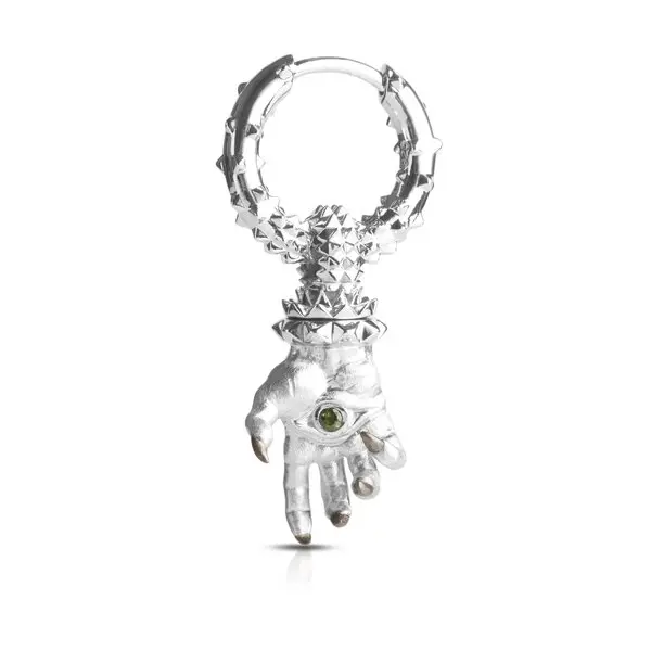 KASUN Hand Of The Protector Green Tourmaline Earrings - Silver