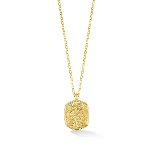 DOWER & HALL Solid Yellow St. Christopher Tiny Talisman Necklace - Gold