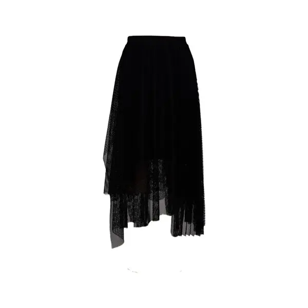 ARTISTA Dawn Mesh Pleated Maxi Skirt - Black