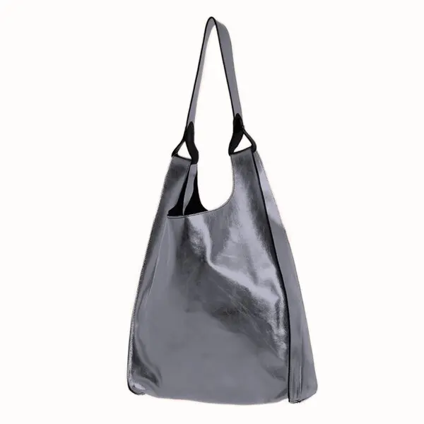 JUAN-JO Metallic Leather Shoulder Bag - Grey