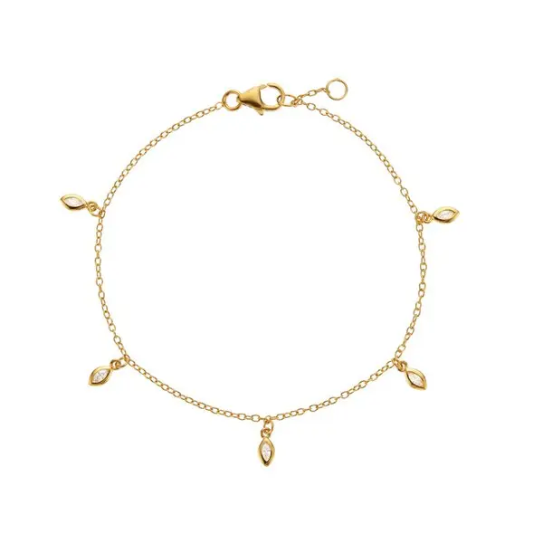 LILY & ROO Diamond Style Marquise Drop Bracelet - Gold