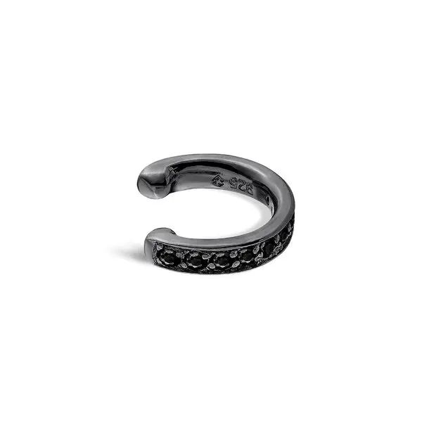 SALLY SKOUFIS Edge Mono Ear Cuff With Cz Diamond - Black