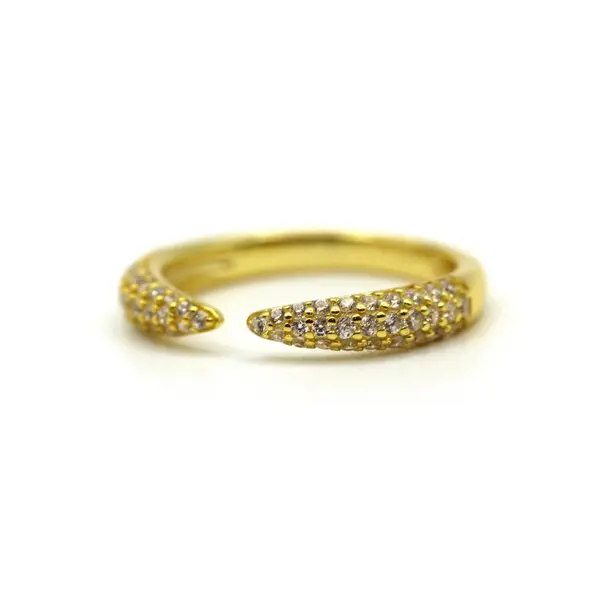 VICSTONENYC FINE JEWELRY Natural Diamond 14k Yellow Open Cuff Ring - Gold