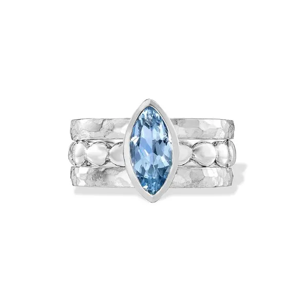 DOWER & HALL Sterling Silver Capri Twinkle Stacking Rings Set - Silver/blue