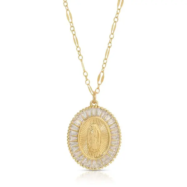 GLAMROCKS JEWELRY Miraculous Mary Pendant Necklace - Gold