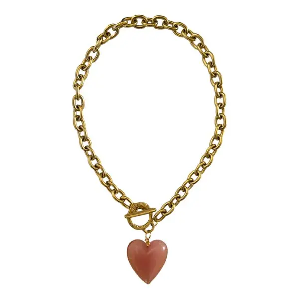 SCCOLLECTION Amore Heart Necklace - Gold/pink