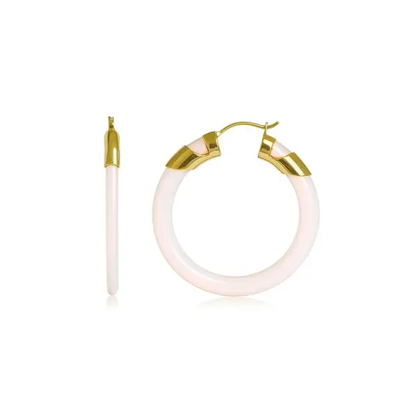 GOLD & HONEY Classic Flat Lucite Hoop Earrings With Pearl Detail - White/gold