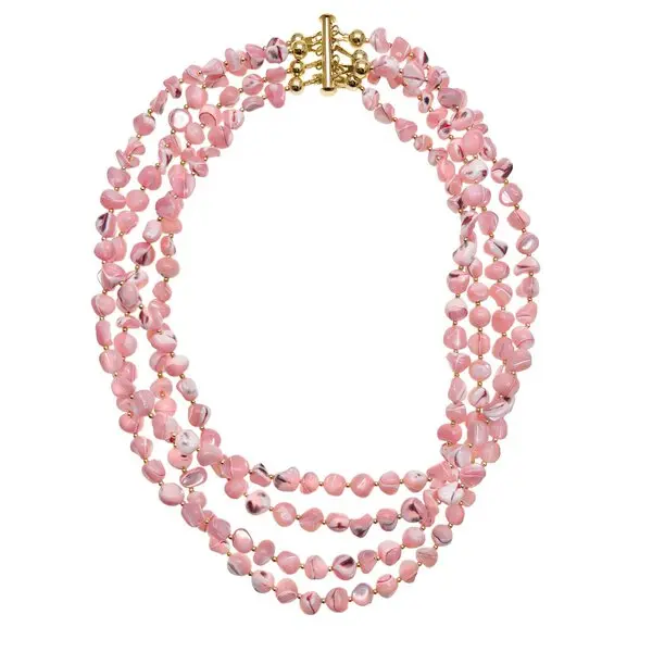 FARRA Ocean's Beauty Shells Layered Necklace - Pink
