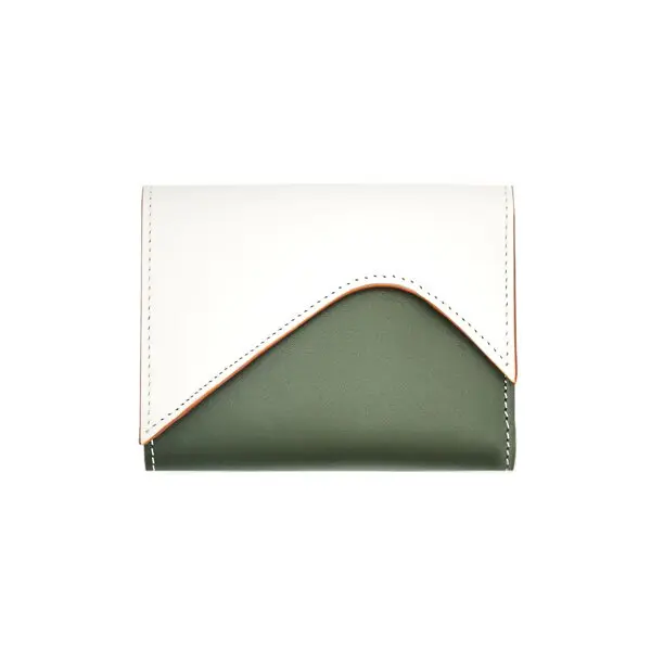 ABSURDE White / Green / Brown Mountain Off White And Green Leather Wallet - White/green/brown