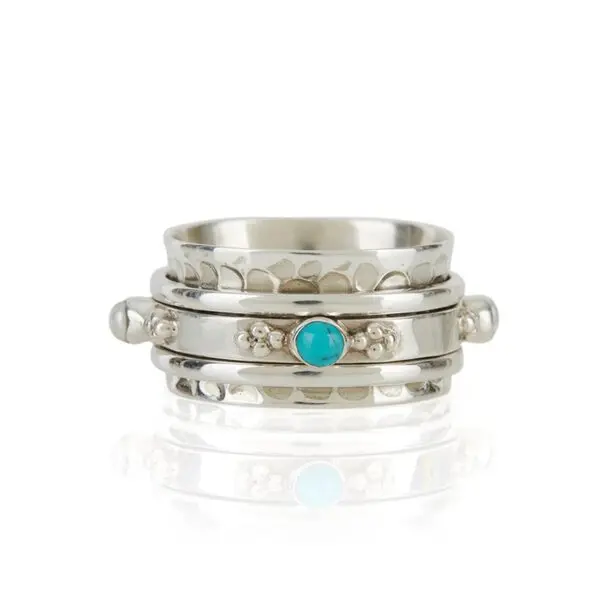 CHARLOTTE'S WEB JEWELLERY Rajput Serenity Spinning Ring With Turquoise And Pearl - Silver