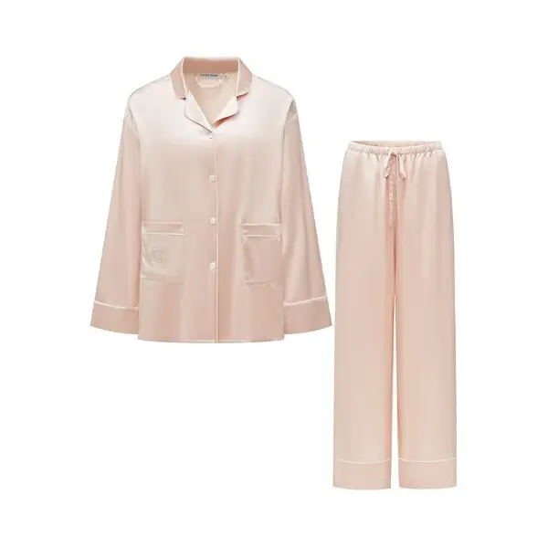 Not Just Pajama Timeless Collection Silk Long Pajama Set Rose - Pink