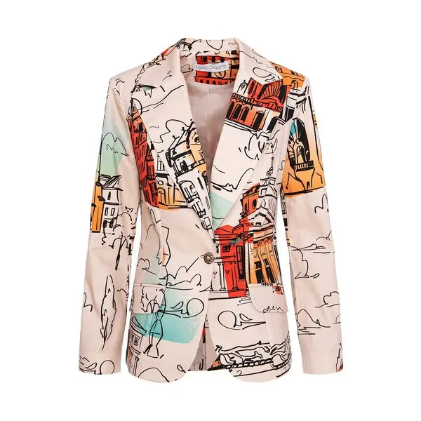 LARISA DRAGNA Memories Classic Tailored Blazer - Orange/pink