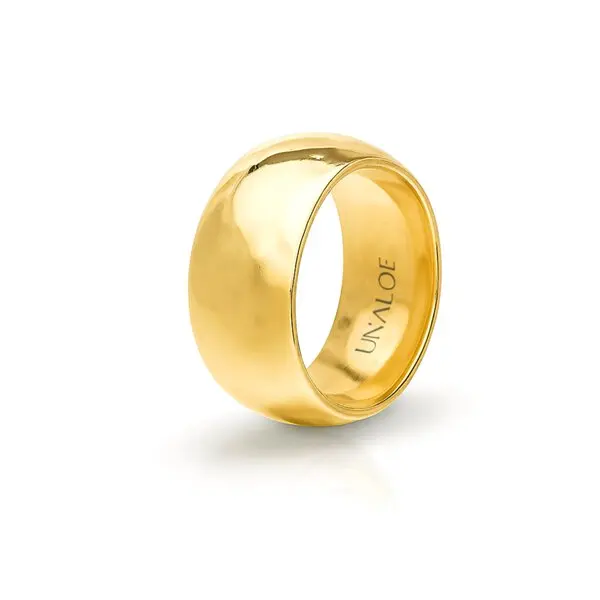 UNALOE Wide Comfort Fit Domed Band Ring - Gold