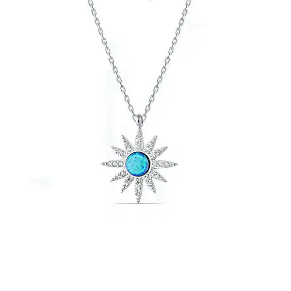 SPERO LONDON Blue Opal Sun Sterling Necklace - Silver