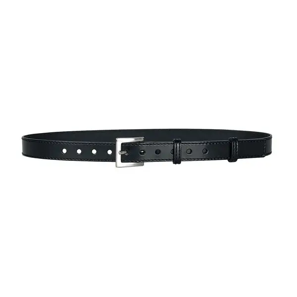 HAUTE CUIR Lila Skinny Leather Belt - Black