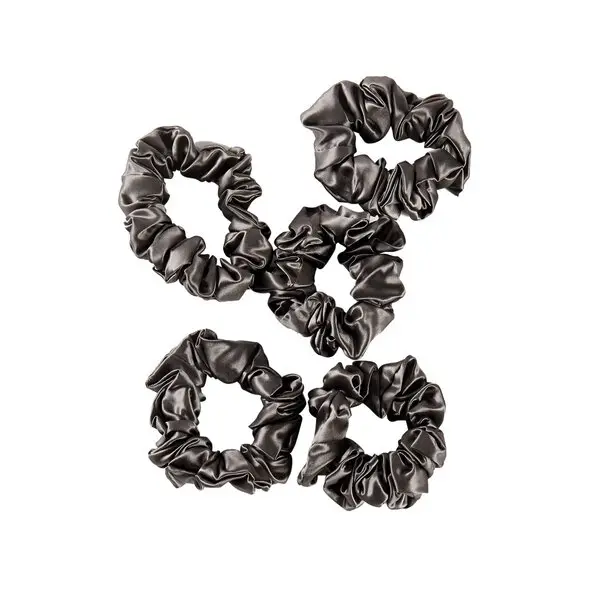 SOFT STROKES SILK Mulberry Silk Scrunchie Set Of Five - Grey