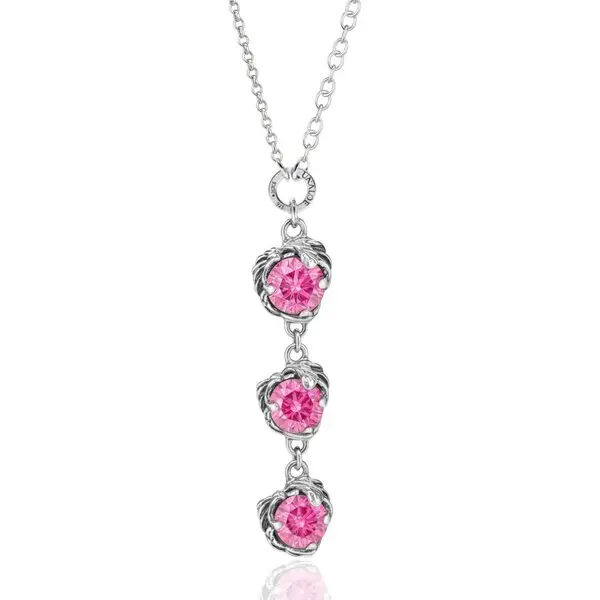 UNALOE Sterling Necklace With Cubic Zirconia Pendants - Silver