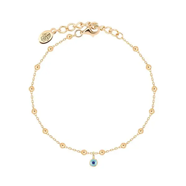 KARMA AND LUCK Energetic Elevation Gold Evil Eye Bracelet - Gold/blue