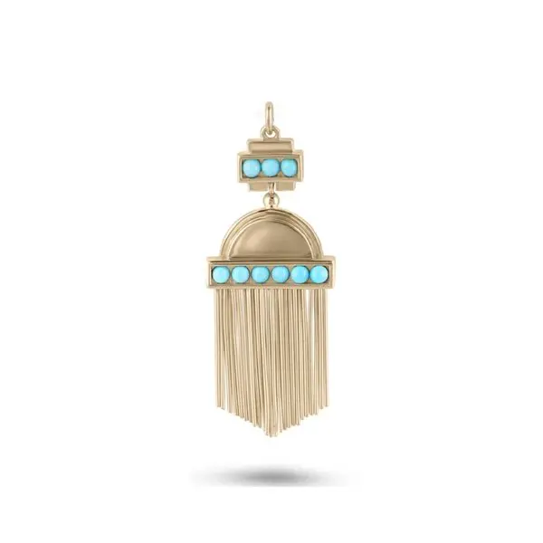 ZOHREH 9k Gold Aztec Turquoise Pendant - Gold/blue