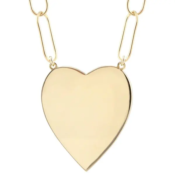 Kris Nations Large Heart Pendant Link Chain Necklace - Gold