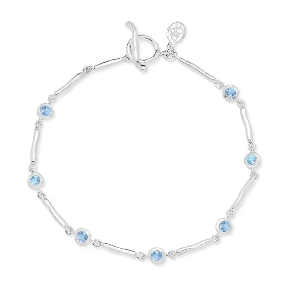 DOWER & HALL Aquamarine Dewdrops Link Bracelet - Silver/blue