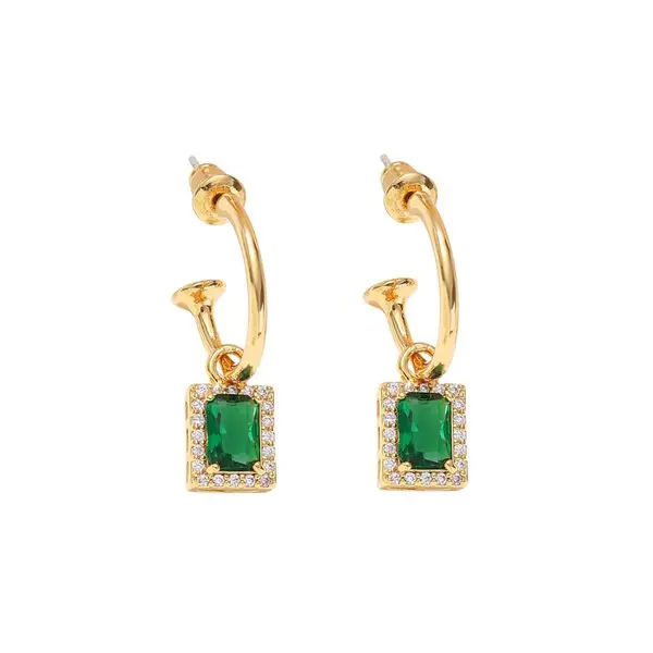 CLASSICHARMS Emerald And Zirconia Hoop Earrings - Green