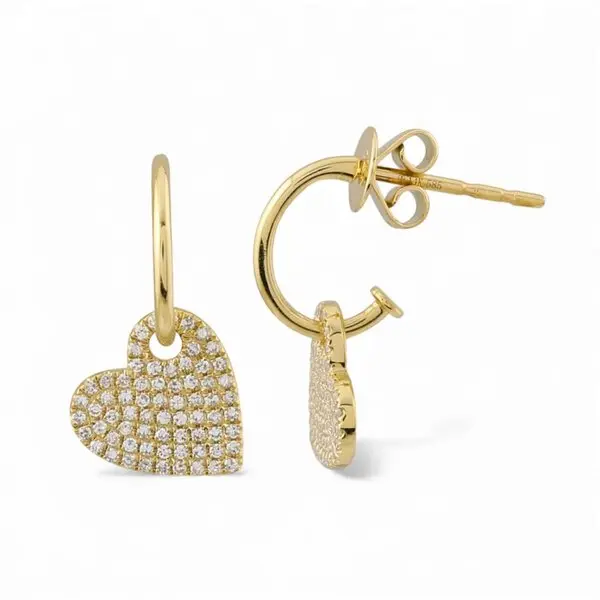 NESHI DESIGNS Pavé Diamond Heart Huggie Earrings - Yellow
