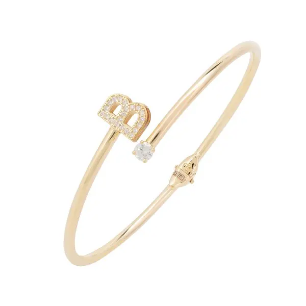 LATELITA Initial Bangle With Zirconia - Gold/white