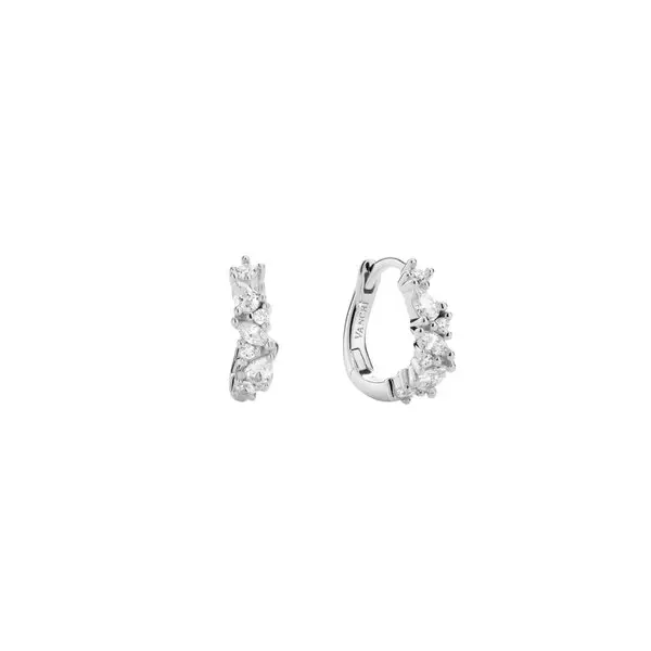 VANCHI Nori Twisted Crystal Huggies Earrings - Silver