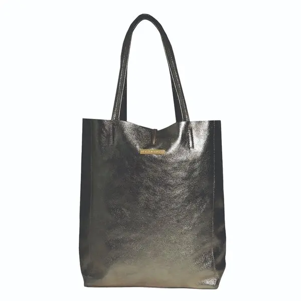 BETSY & FLOSS Milan Soft Leather Tote Bag - Silver