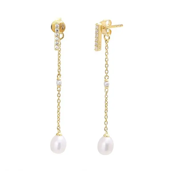 DOV JEWELRY Stellar Pearl Drop Earrings - Gold