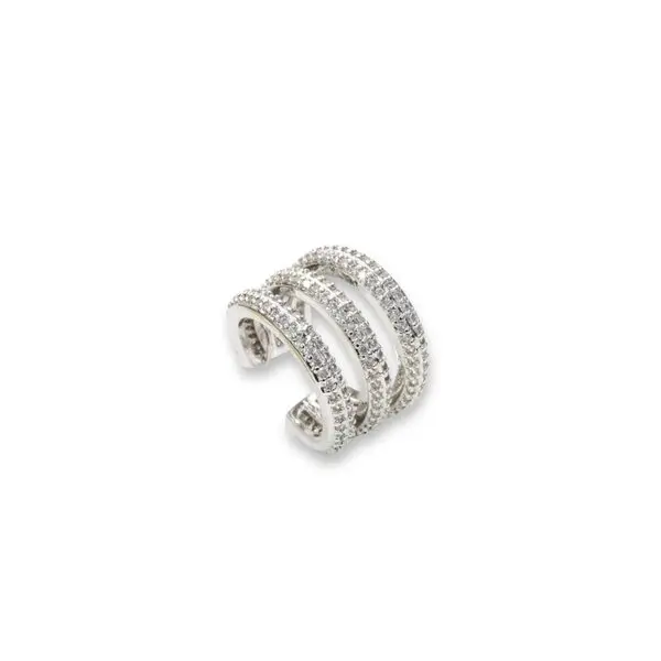 JAGGED HALO JEWELRY Triple Pave Ear Cuff - Silver