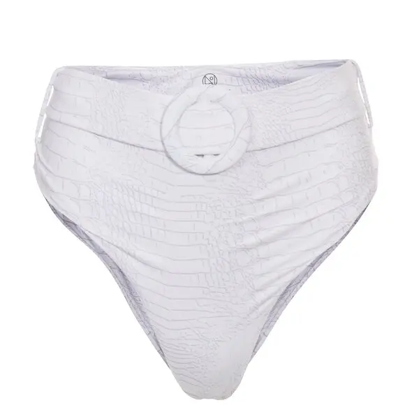 NOA COLLECTIVE Cindy Snakeskin Bikini Bottom - White