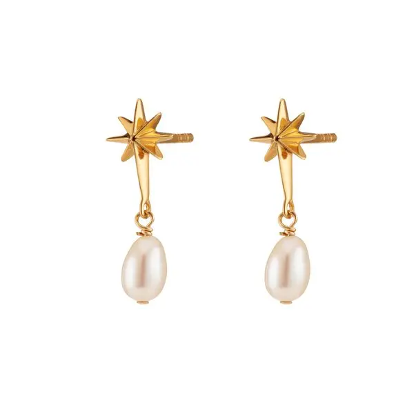SCREAM PRETTY Angel Star Pearl Drop Stud Earrings - Gold